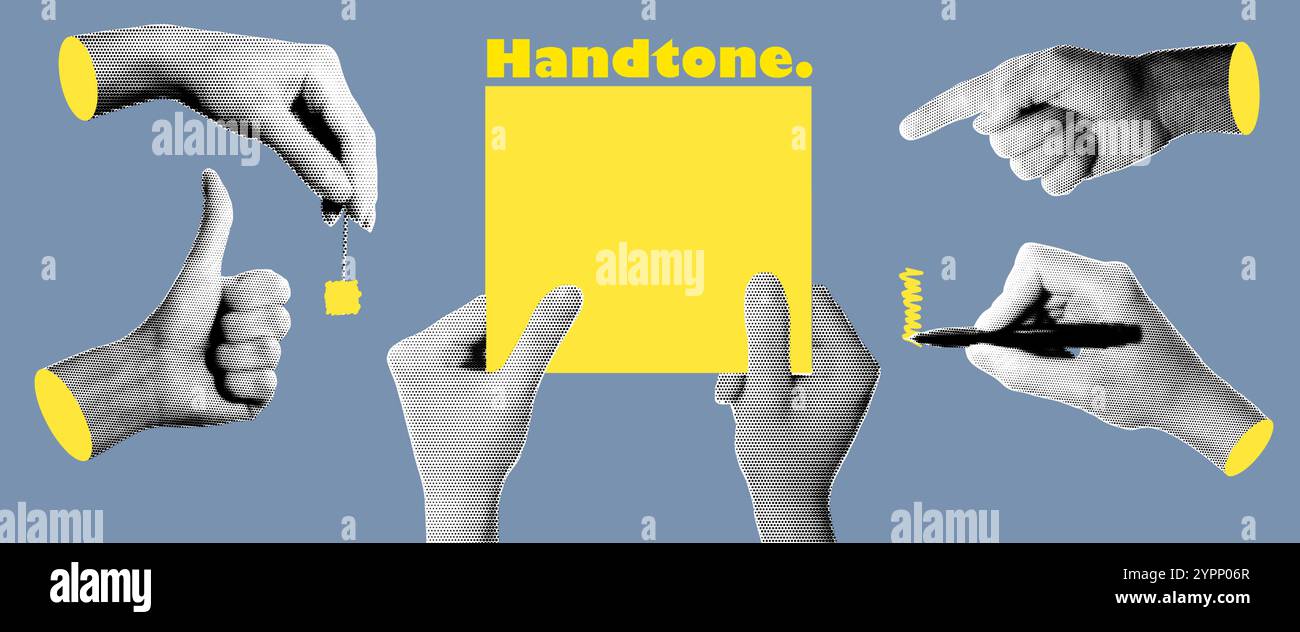 Set of halftone images of hands. Pop art retro style illustration Stock Vector Image & Art - Alamy