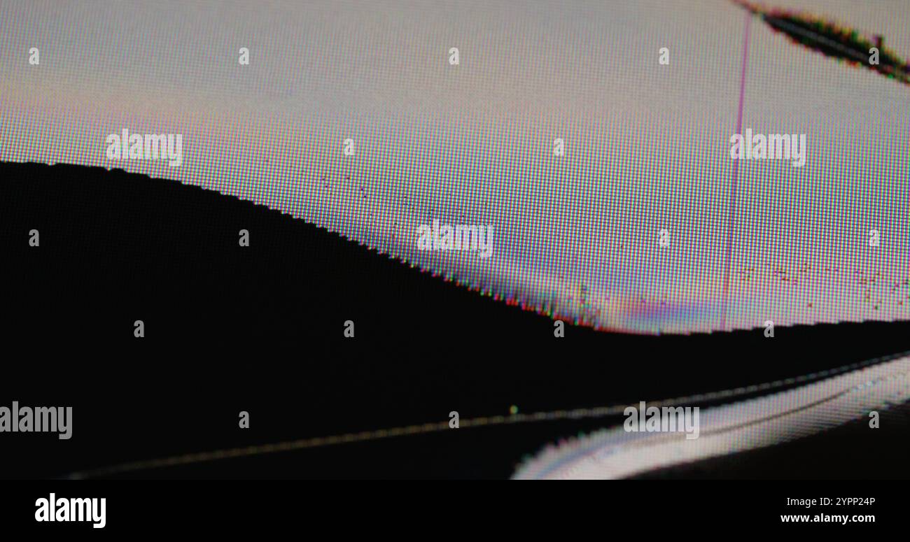 Noise artifacts. Glitch effect. Black glass dead zone with damage ...