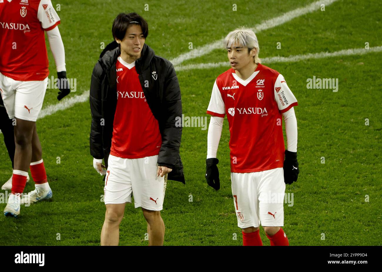Keito Nakamura, Junya Ito of Reims following the French championship Ligue 1 football match ...