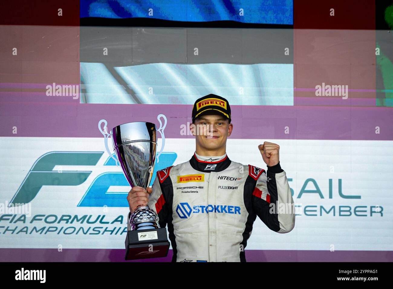ARON Paul (est), Hitech Pulse-Eigt, Dallara F2 2024, portrait, podium ...