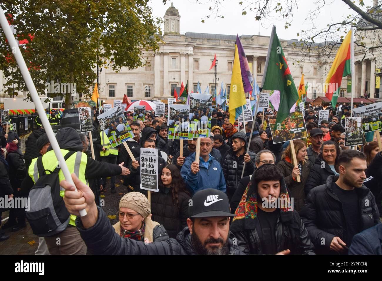 December 1, 2024, London, England, UK: Protesters march in Trafalgar ...