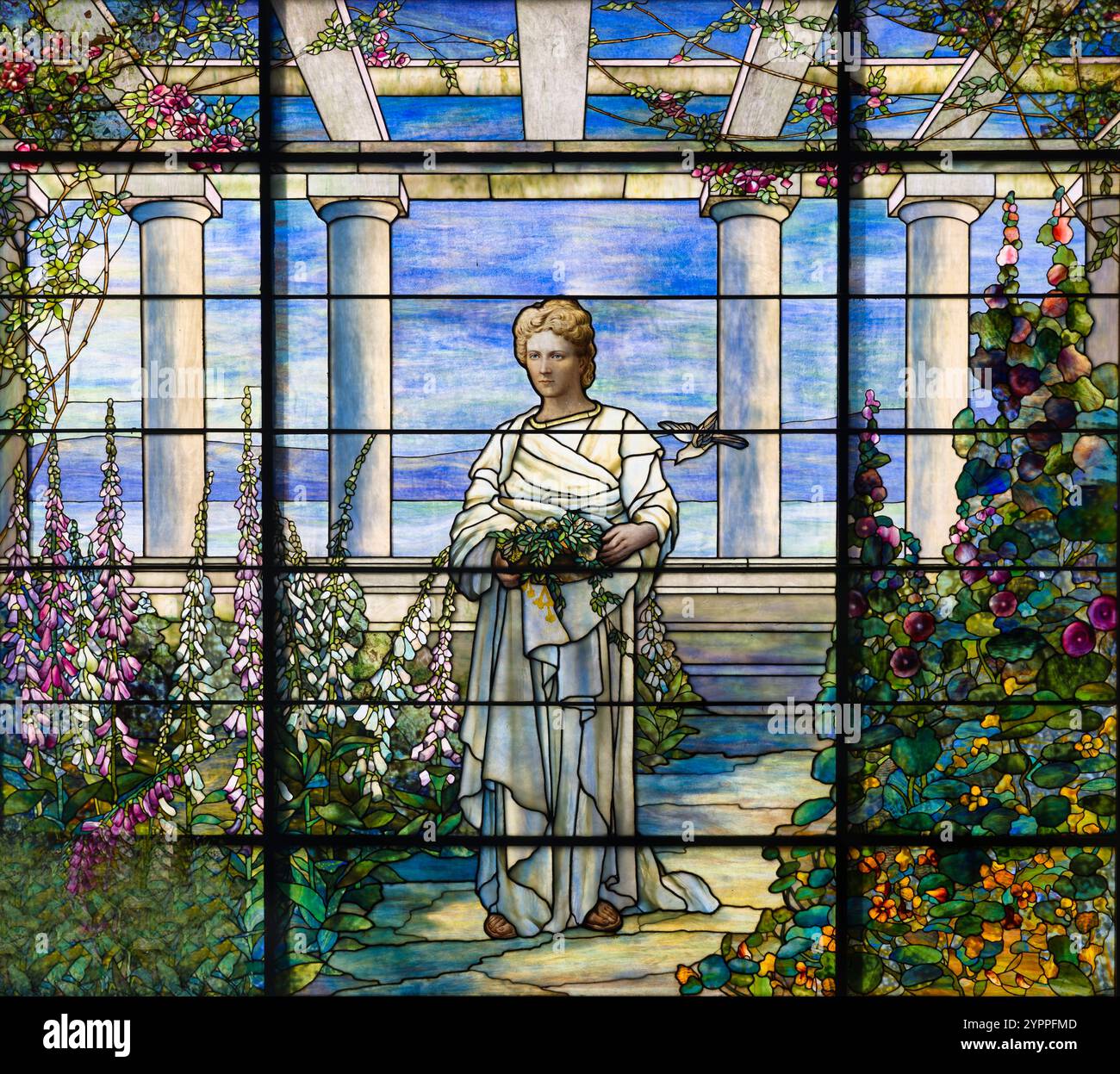 Tiffany window in Swannanoa Palace, Virginia Stock Photo - Alamy