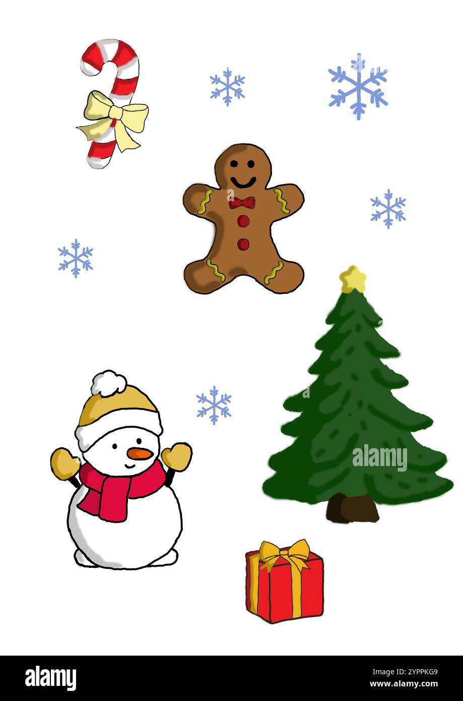 Christmas set of pictures with holiday characters Stock Photo - Alamy