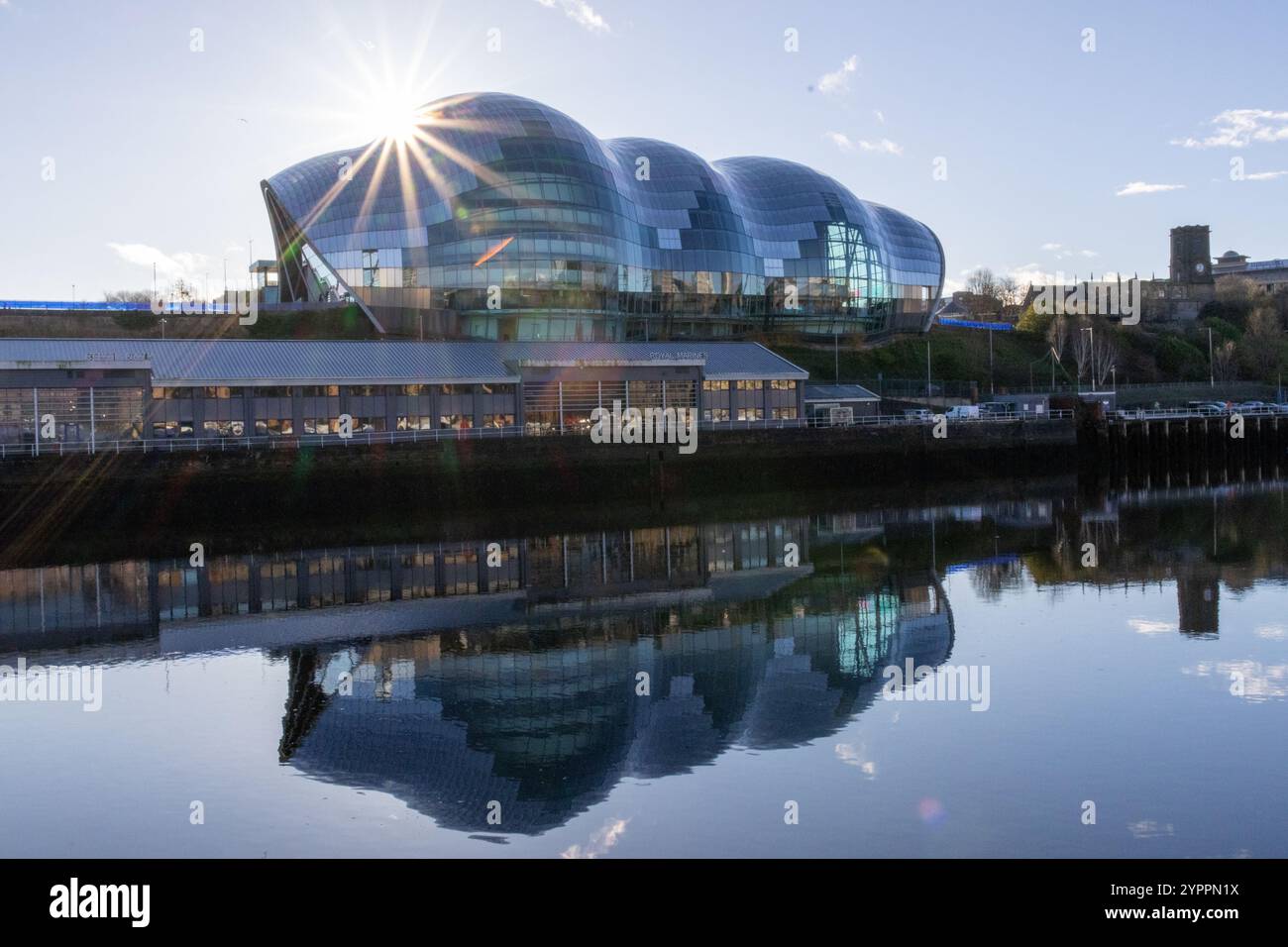 A view of the Glass house, previously the Sage with a reflection in the ...