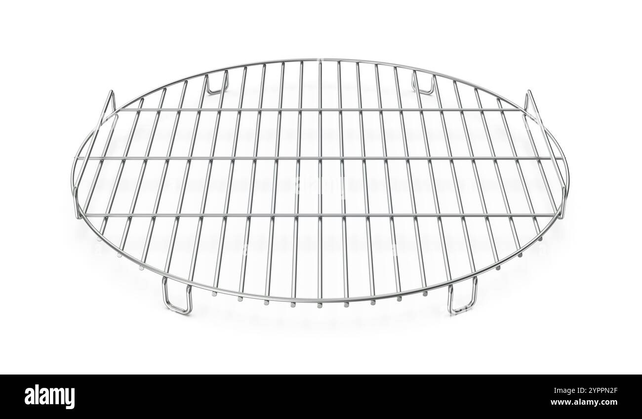 Round stainless steel grill grate for a barbecue on a white background ...