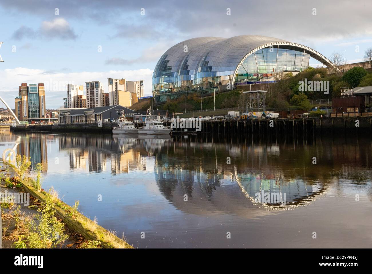 A view down the Tyne, with a view of the Glass House (previously the ...