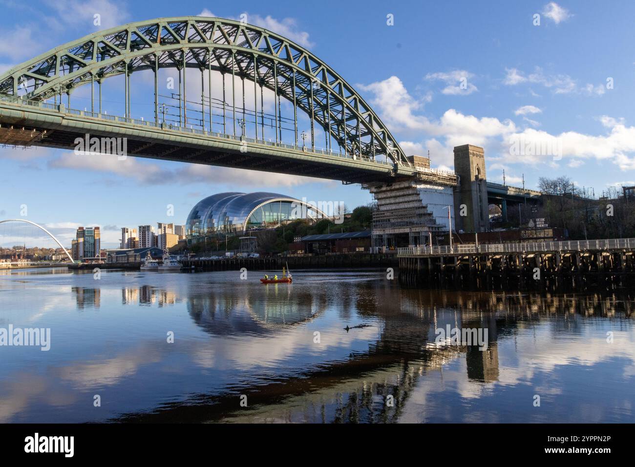A view down the River Tyne, showing the glass house (previously the ...