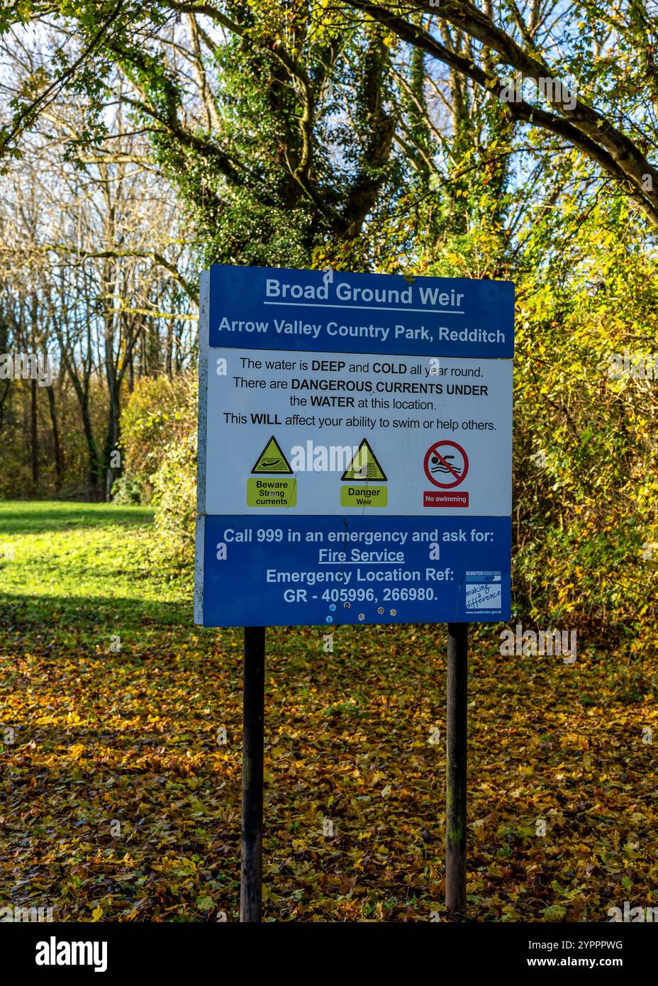 Broad Ground Weir Safety Signage Stock Photo - Alamy