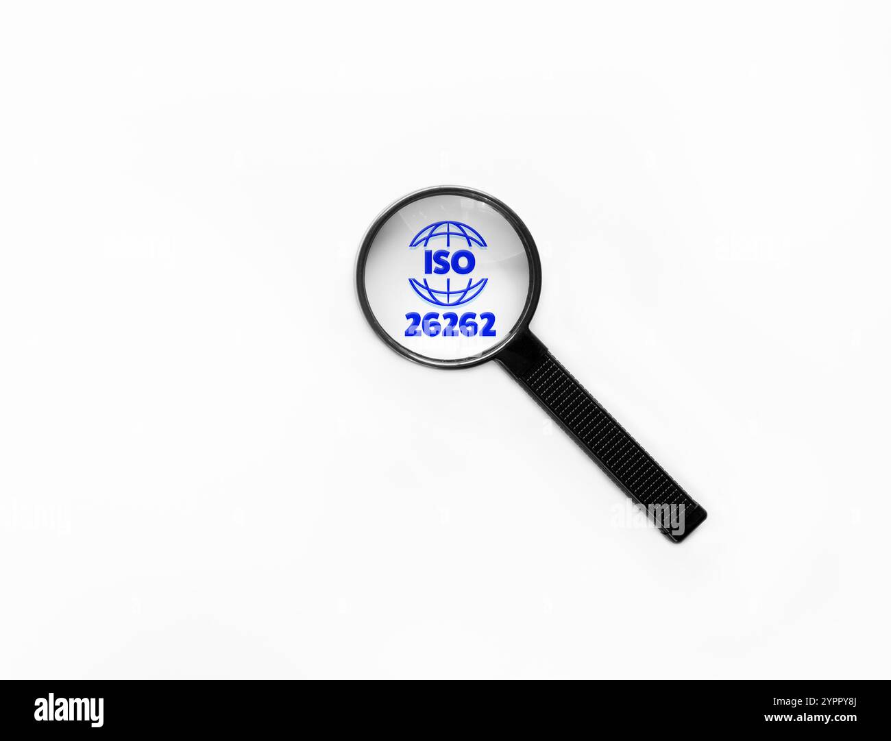 Magnifying glass zooming on ISO26262 Functional Safety sign related to ...