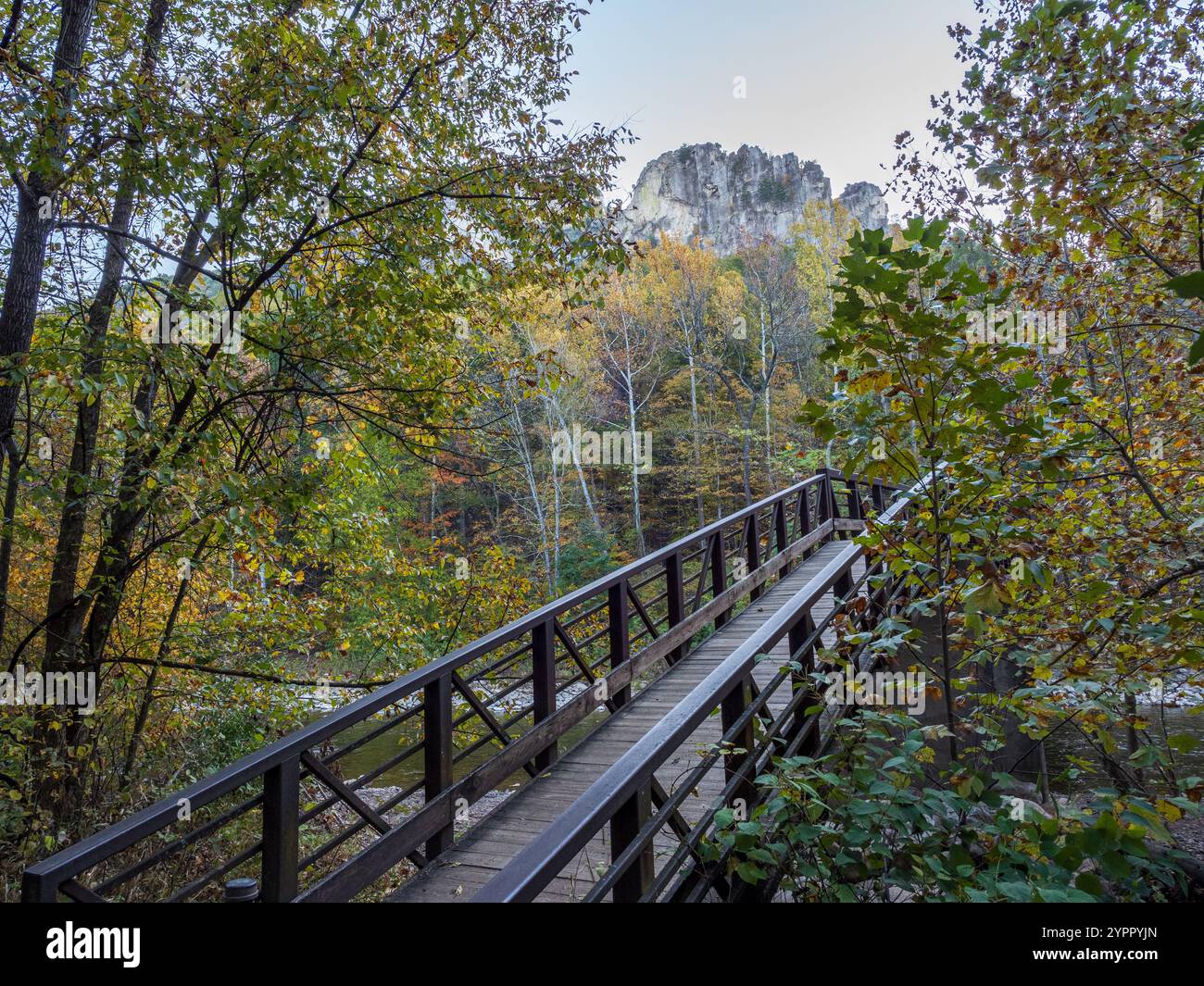 In the early morning, a bridge stretches across the North Fork South ...