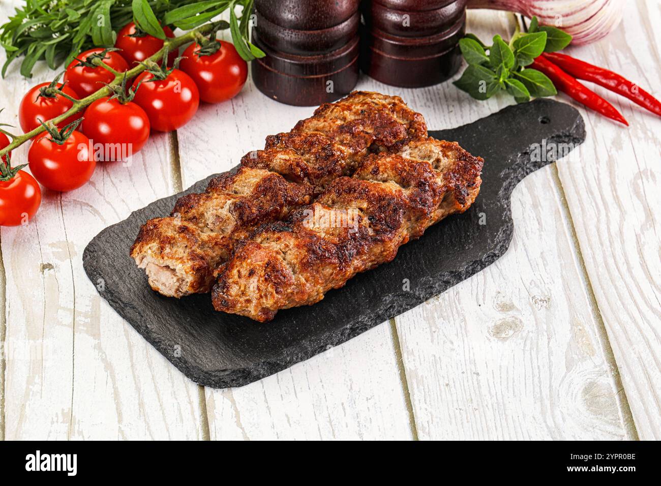 Chicken barbecue kebab minced meat and spices Stock Photo - Alamy