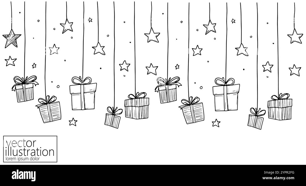 One continuous line art gift ribbon. Birthday present minimalist ...