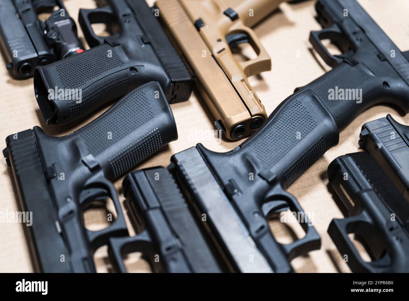 Firearms, 9mm new pistols with plastic frames Stock Photo - Alamy
