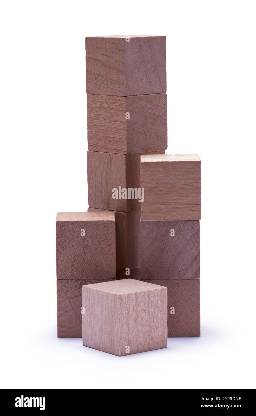 Stack of Wood Blocks Cut Out on White Stock Photo - Alamy