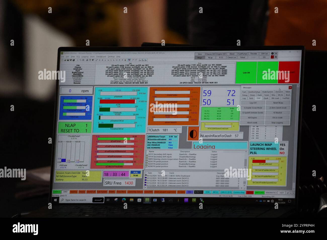 Screens of engineers of McLaren F1 Team during the Formula 1 Qatar ...