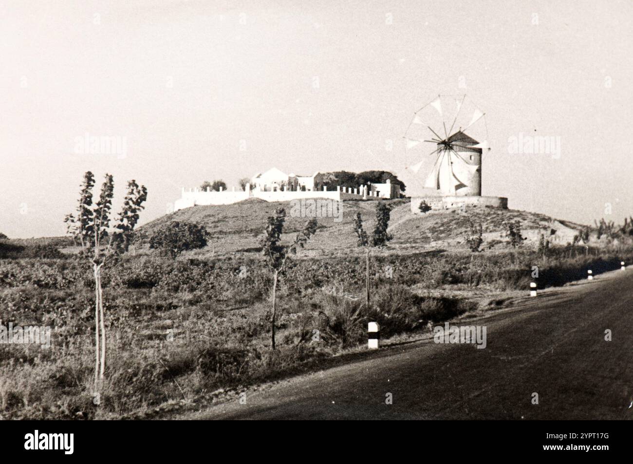 View of the traditional windmill near the city of Rodos, thaken by an ...
