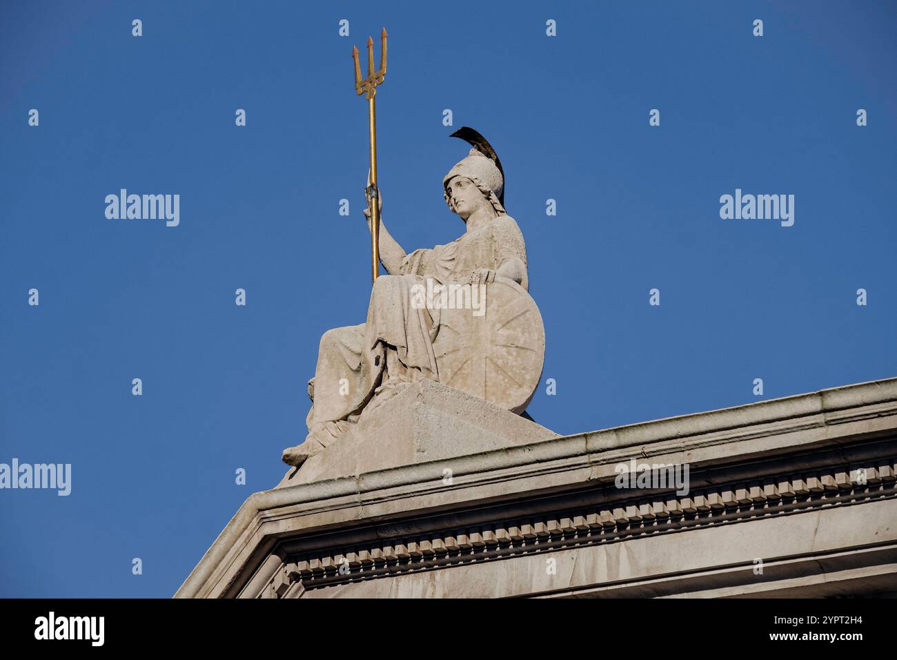 Sculpture of Britannia with trident, seated above entrance to Somerset ...