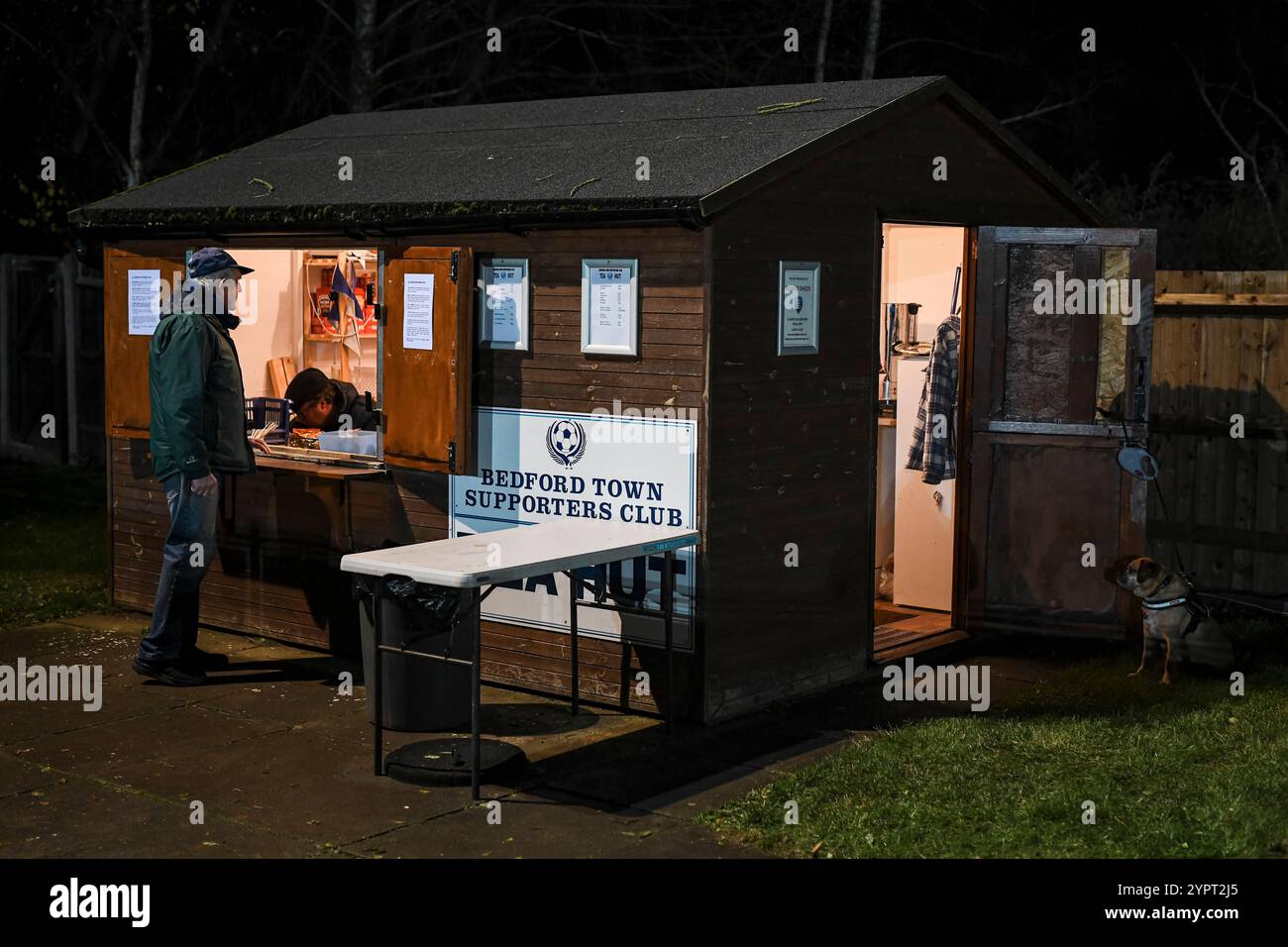 Bedford Town football club tea hut Stock Photo - Alamy