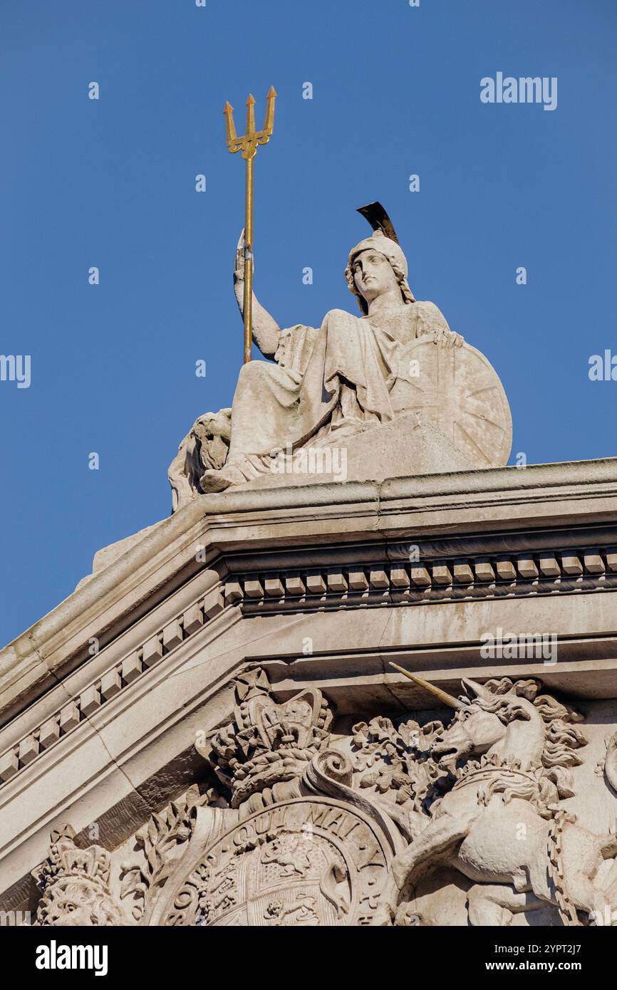 Sculpture of Britannia with trident, seated above entrance to Somerset ...