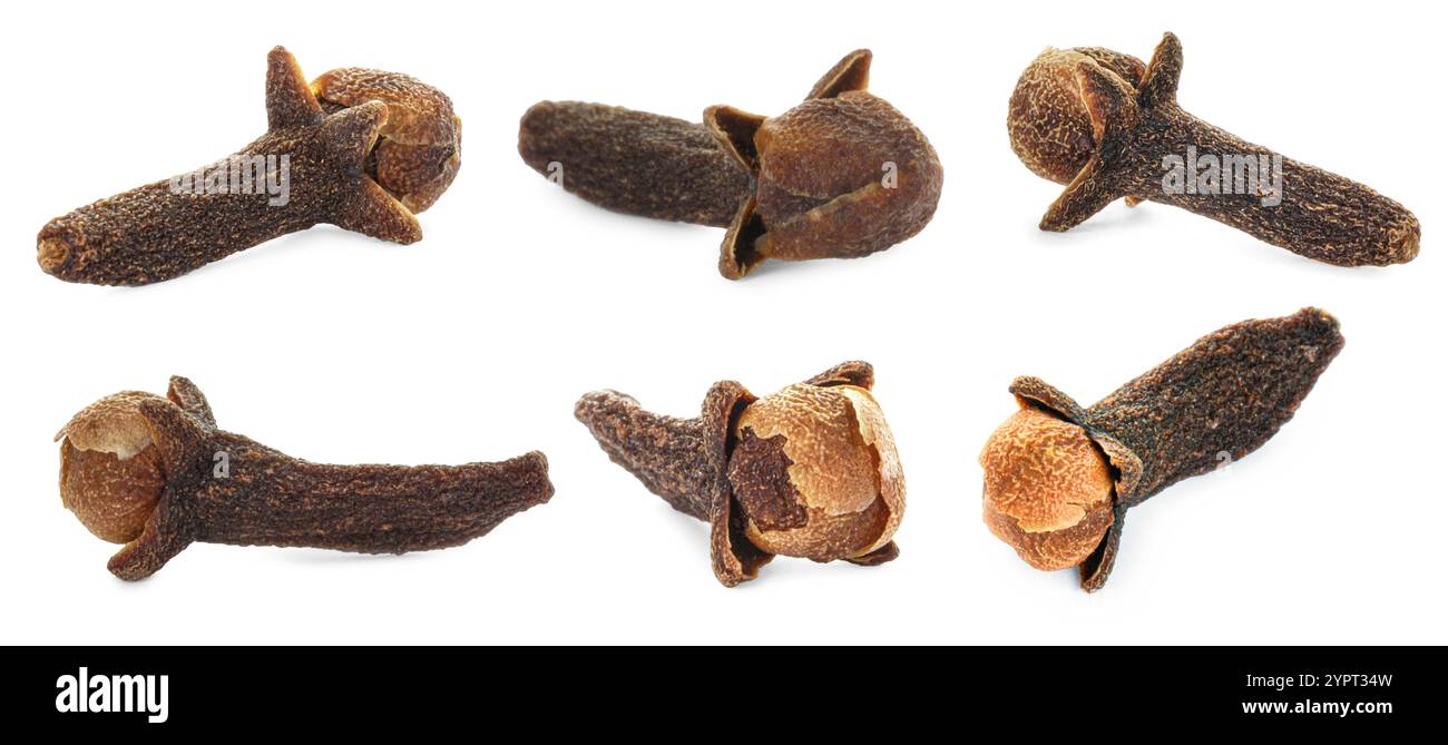Fragrant clove buds isolated on white, set Stock Photo - Alamy