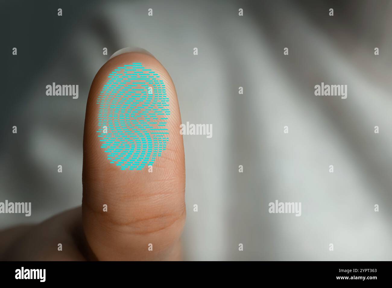 Woman pressing finger to surface showing friction ridges pattern ...