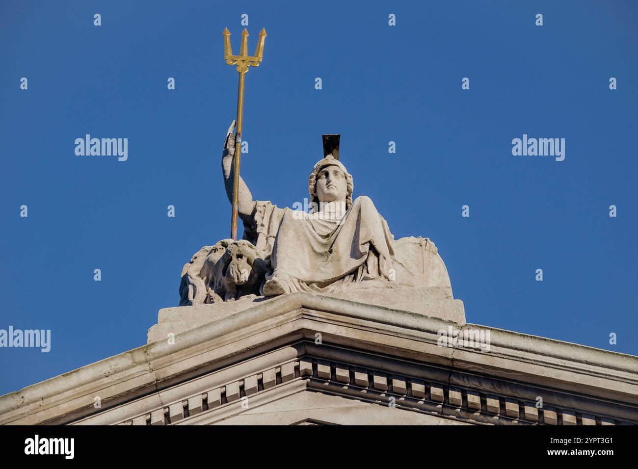 Sculpture of Britannia with trident, seated above entrance to Somerset ...