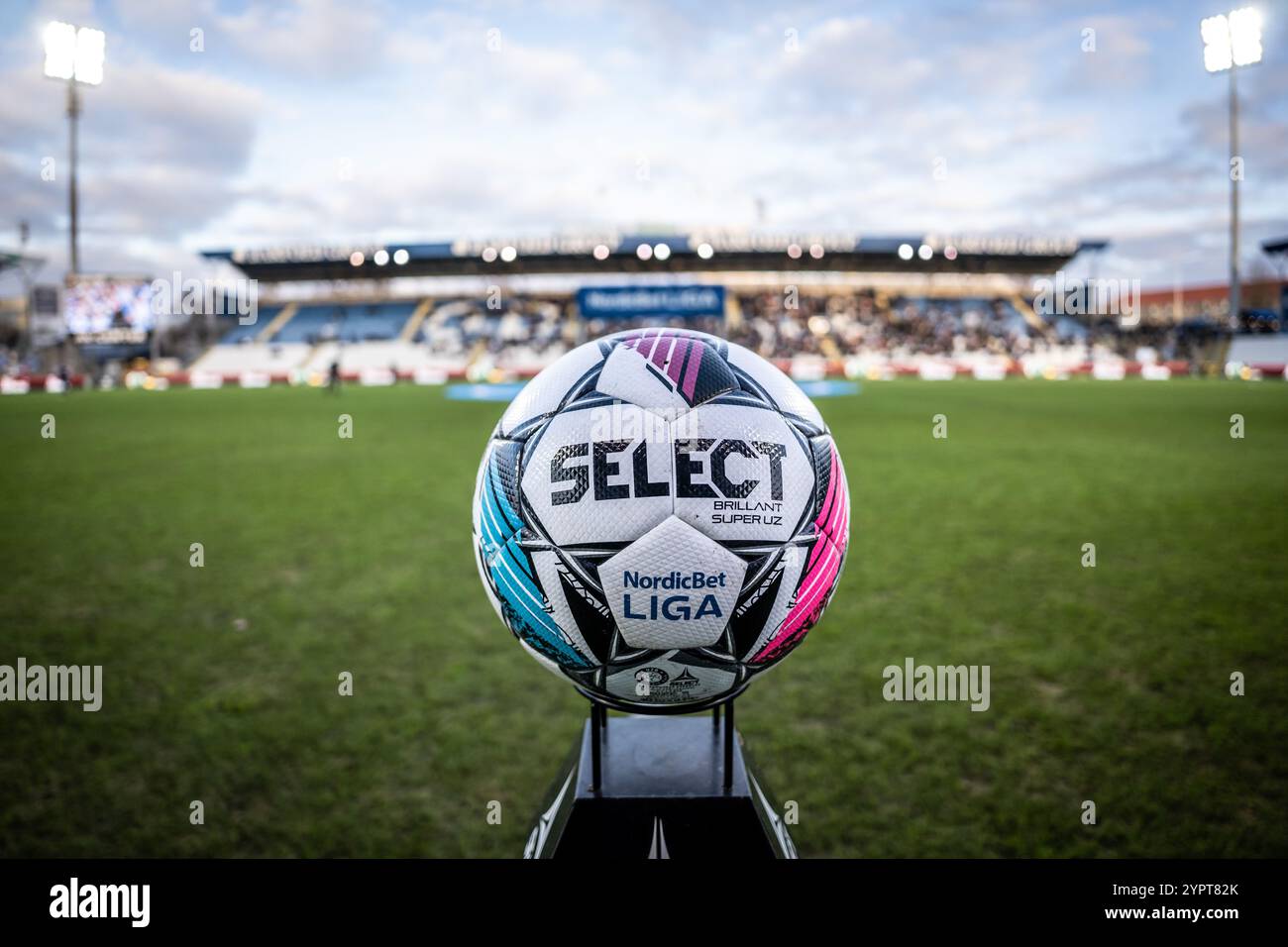 Odense, Denmark. 01st, December 2024. The match ball from Select is ...