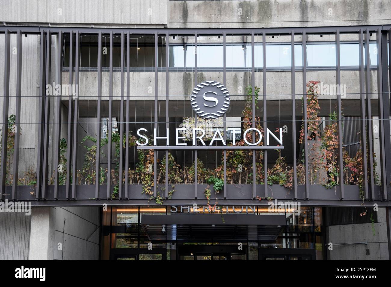 Sheraton Centre hotel sign on Queen Street West in downtown Toronto ...
