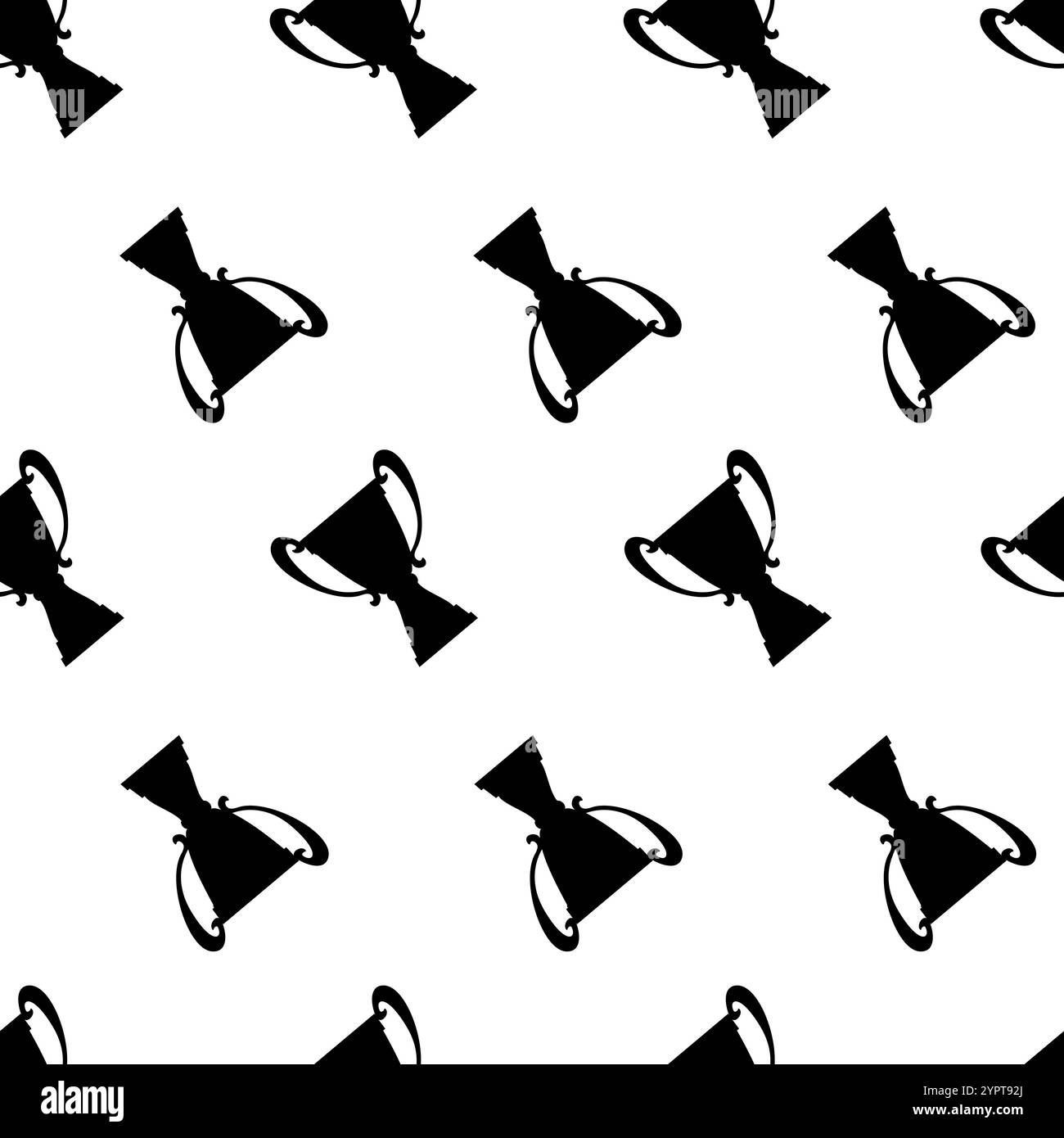 Winner trophy cup seamless pattern. Black simple silhouette texture ...