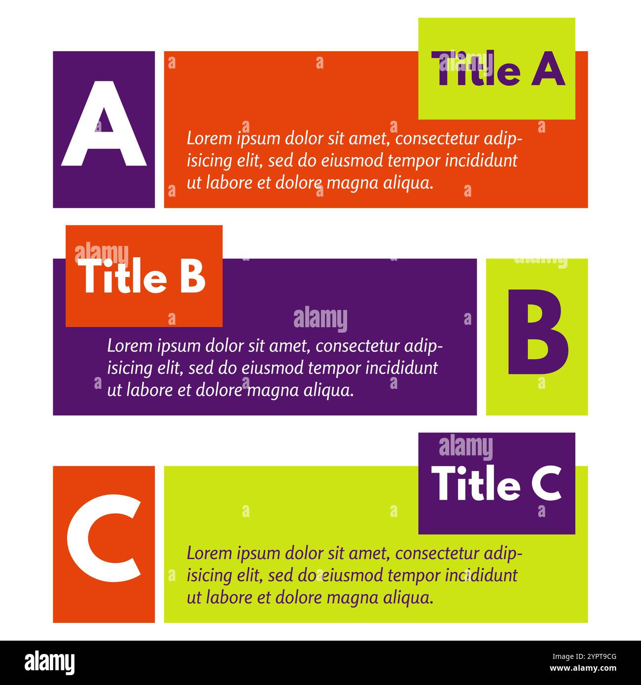 Set of three horizontal colorful options banners. Step by step ...