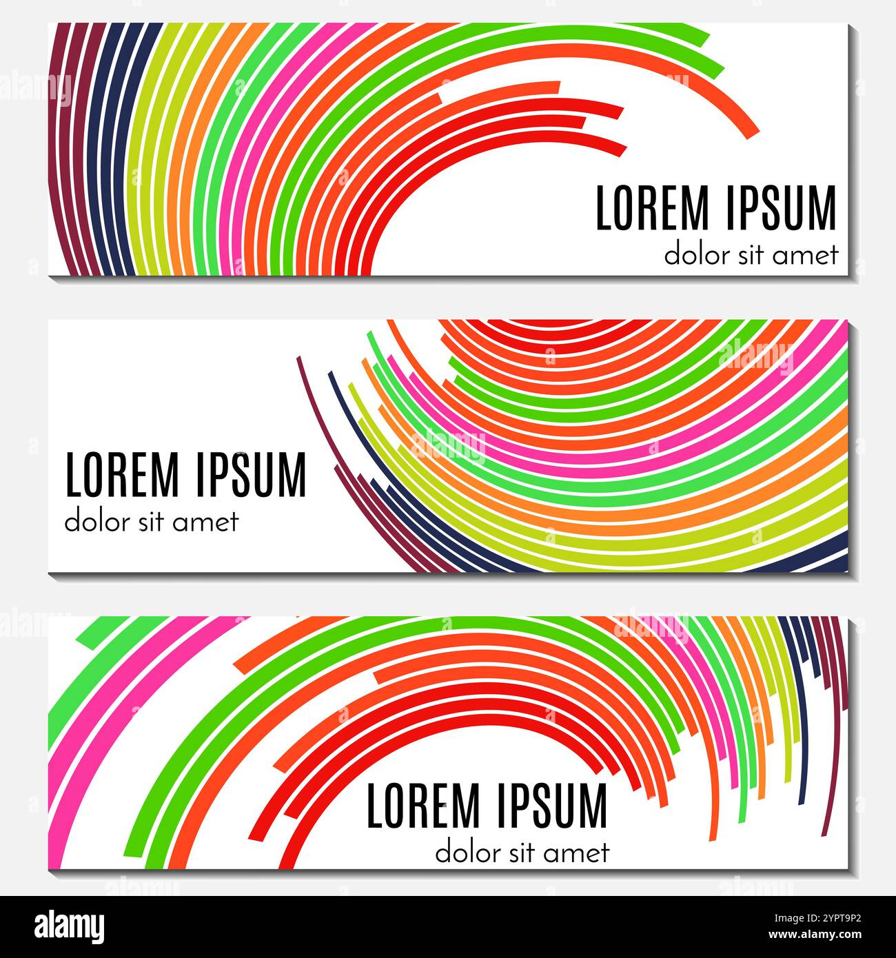 Set of colorful abstract header banners with curved lines and place for ...