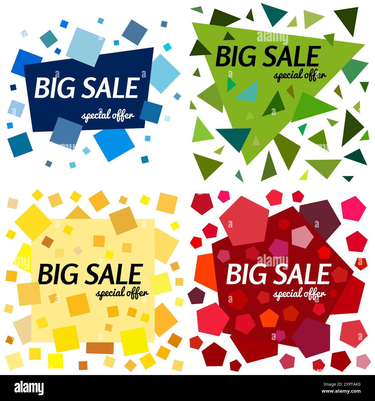Set of big sale special offer square banners on white background ...