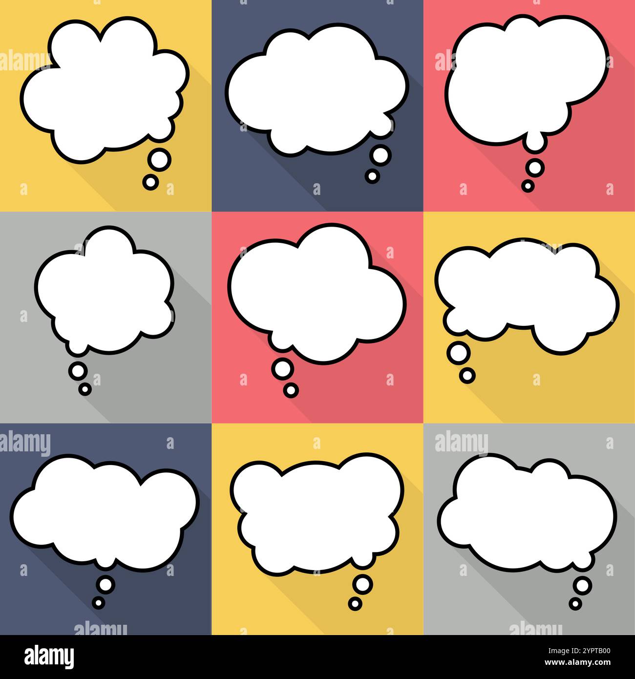 Set of nine cartoon comic balloon speech bubbles in flat style ...