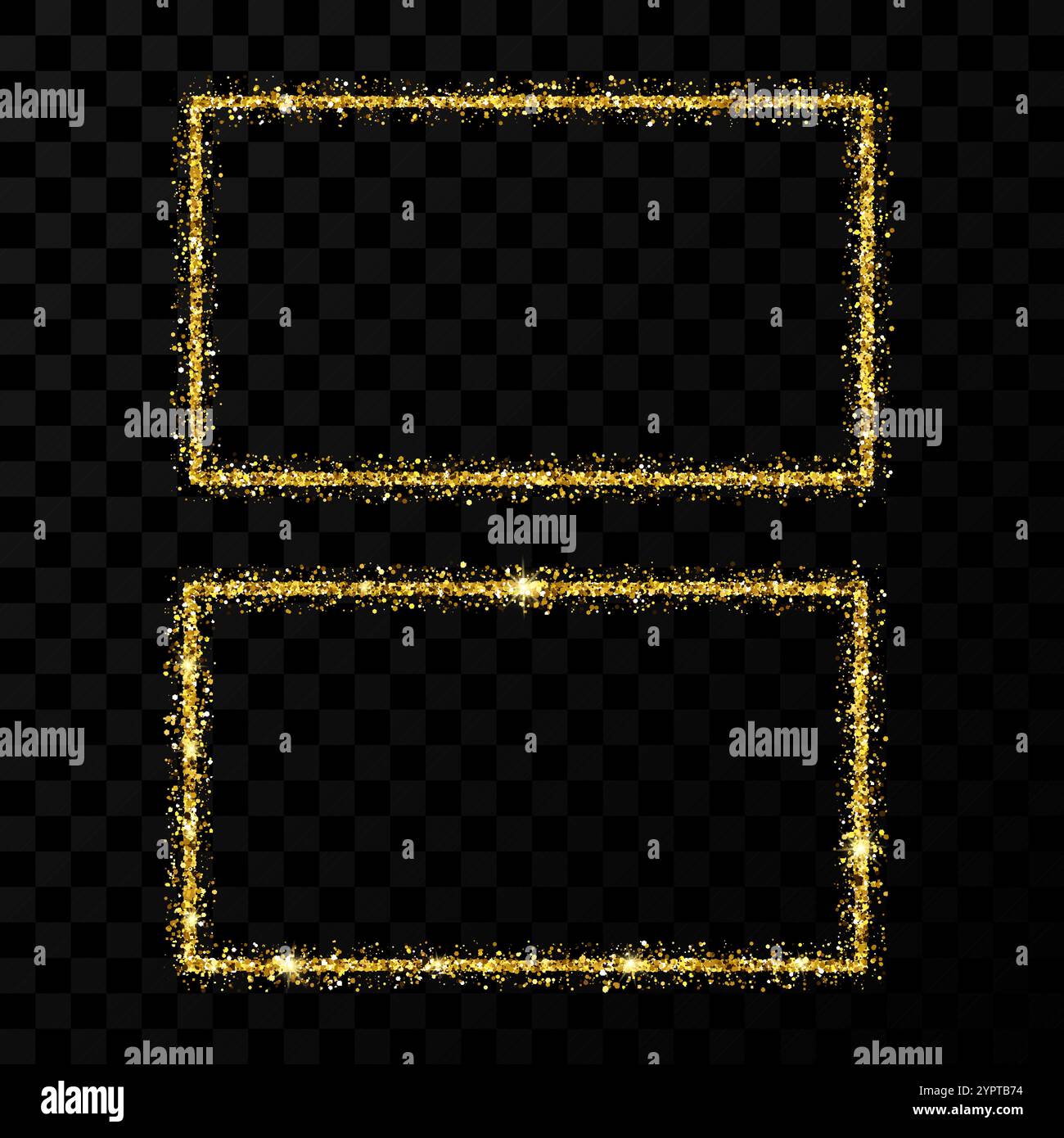 Gold rectangle frame. Two modern shiny frames with light effects ...