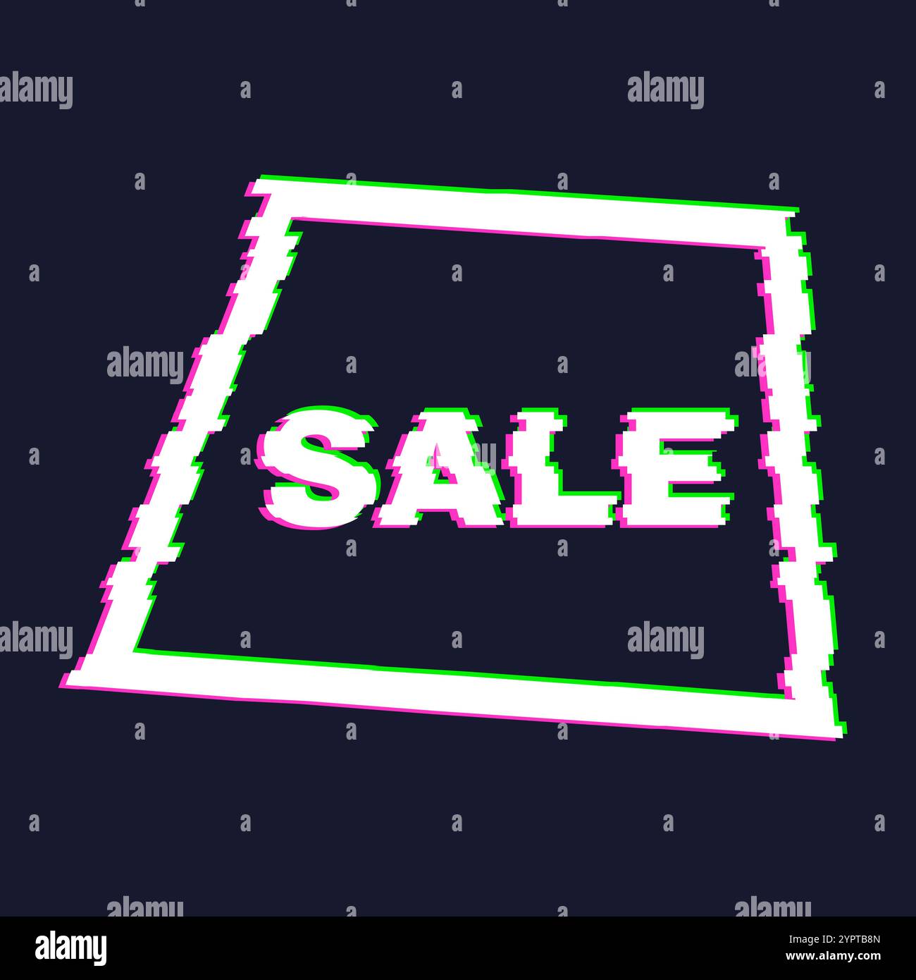 Distorted glitch sale banner with error effect on the edges and in text ...