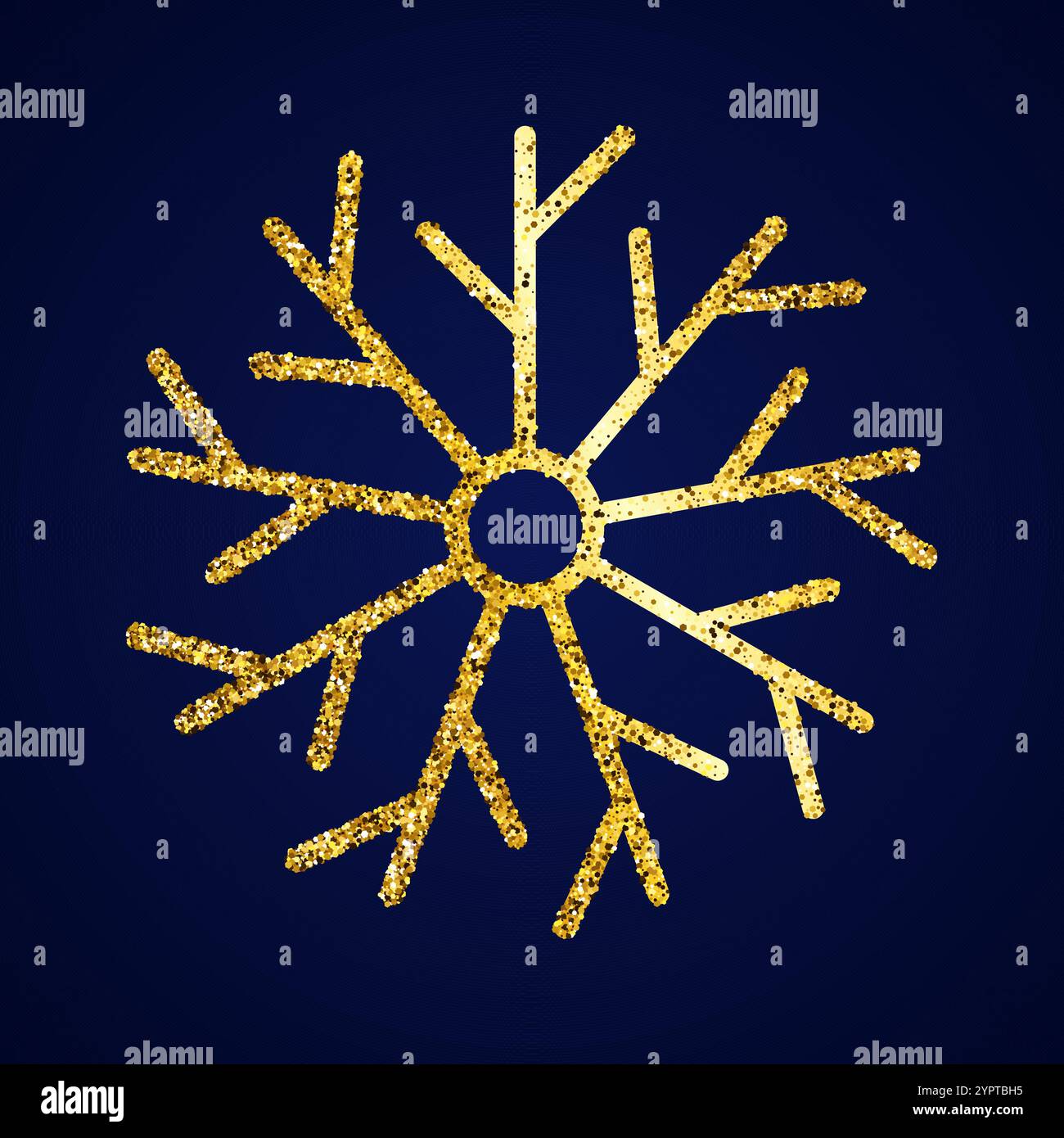 Gold glitter snowflake on dark blue background. Christmas and New Year ...