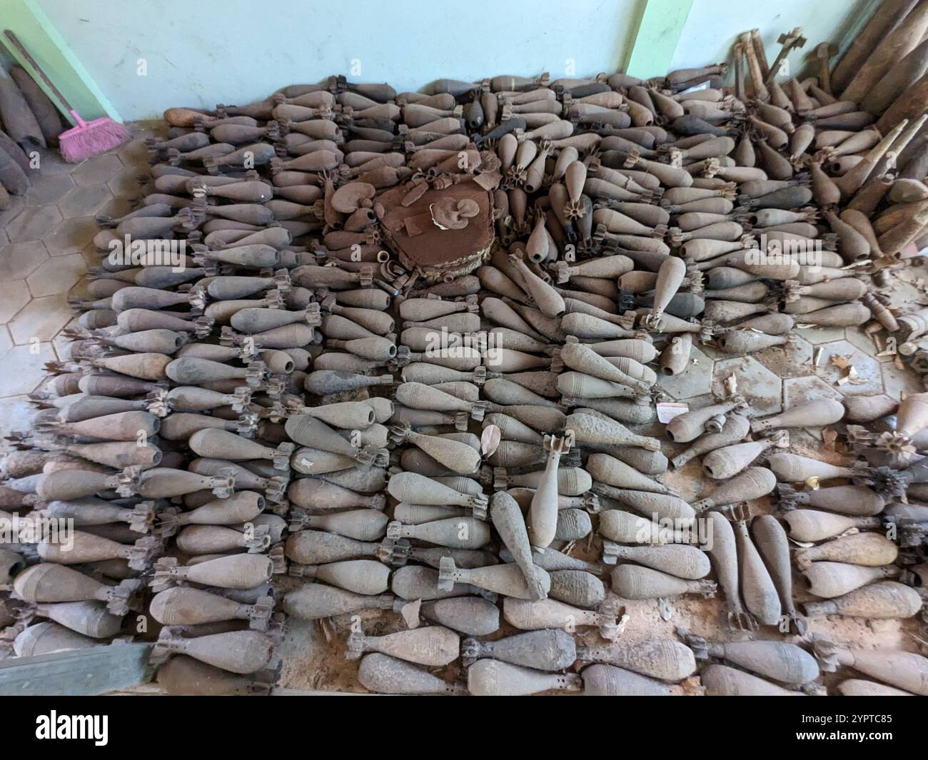 unexploded land mines and cluster bombs remains picked up all around ...