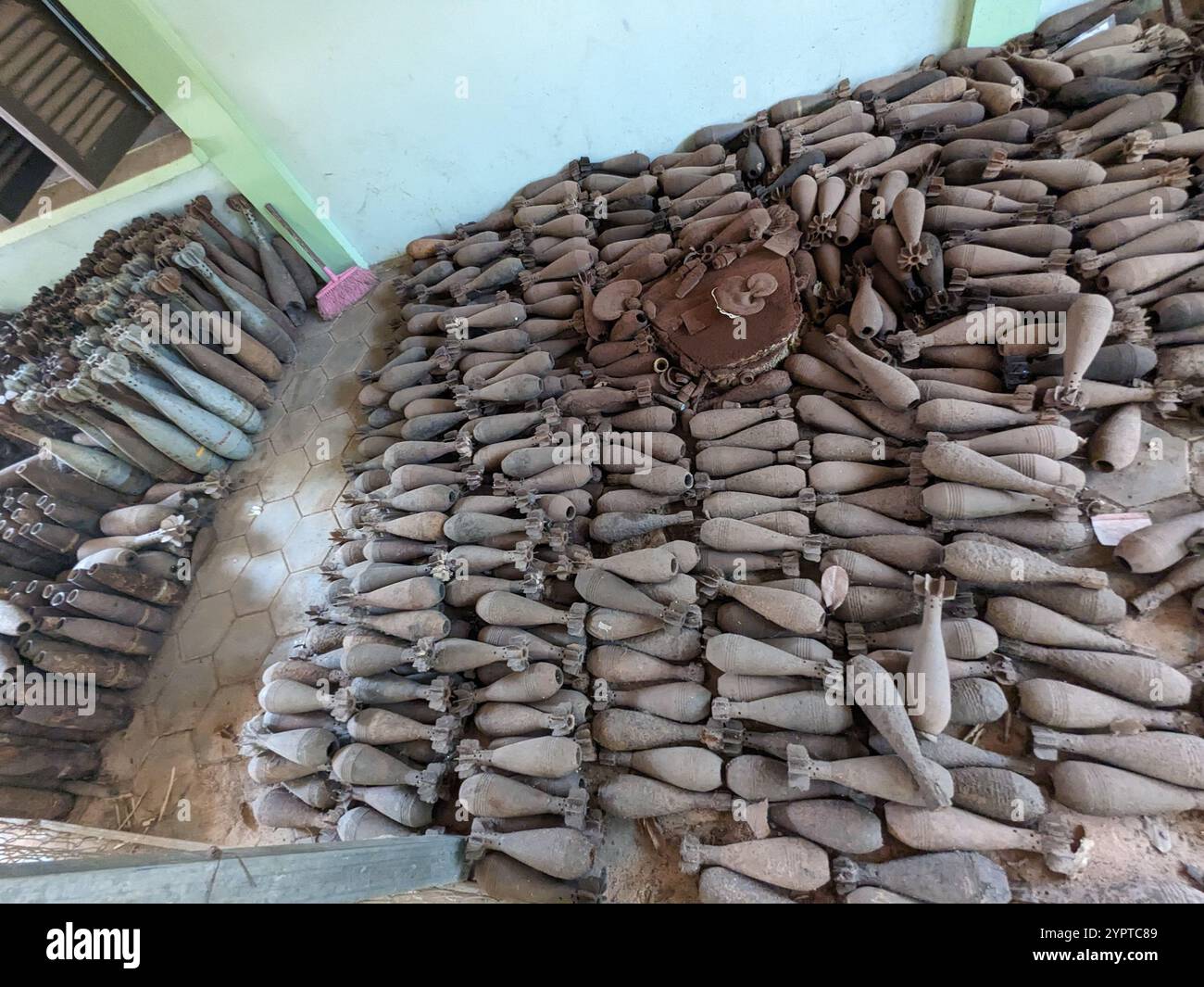 unexploded land mines and cluster bombs remains picked up all around ...