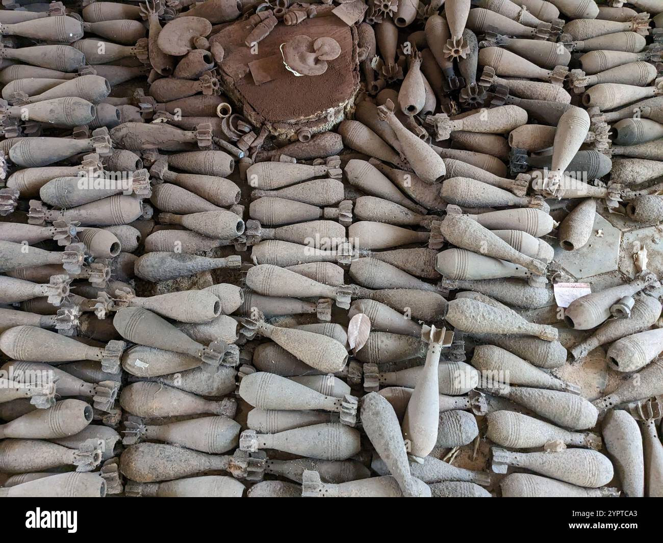 unexploded land mines and cluster bombs remains picked up all around ...