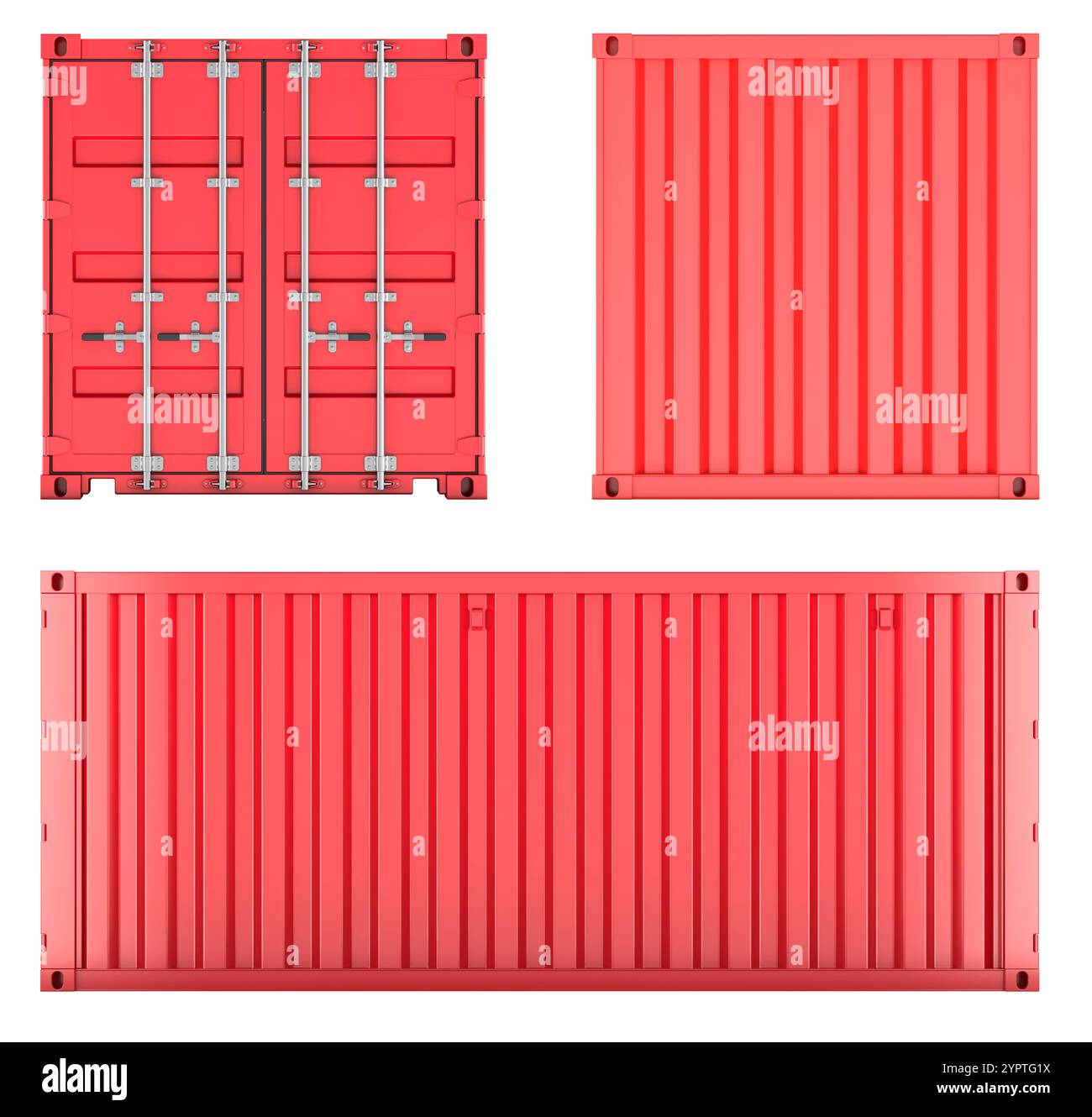 Cargo Container, side and front views. 3D rendering isolated on white background Stock Photo - Alamy
