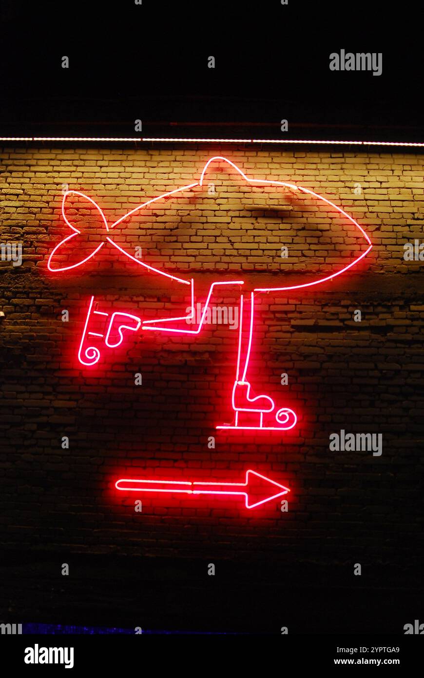 Bright and colorful Neon Fish Sign featuring an Arrow Direction for ...