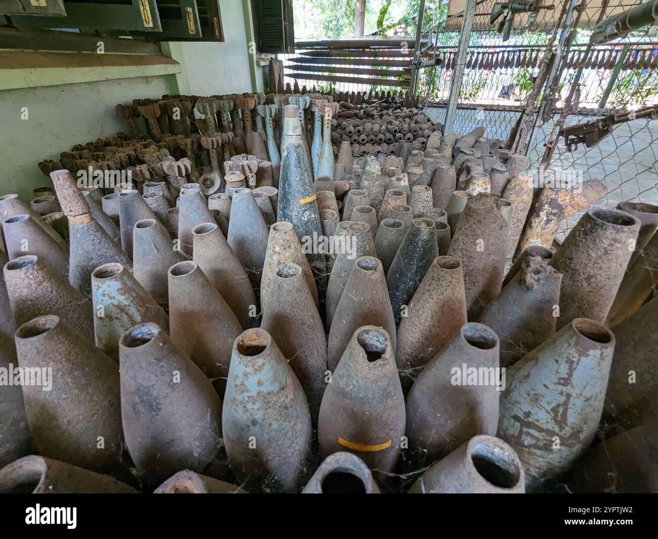 unexploded land mines and cluster bombs remains picked up all around ...