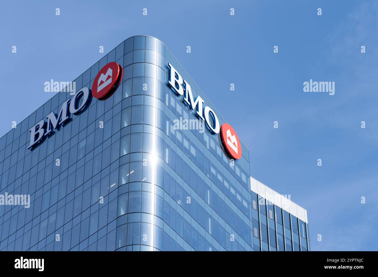 BMO closeup logo sign on the building at BMO Tower in Milwaukee ...