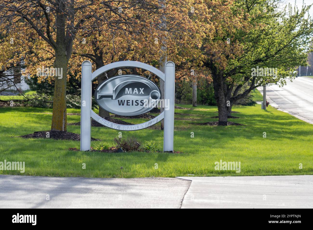 Milwaukee, IL, USA - May 3, 2023: Max Weiss Company sign is seen at its ...