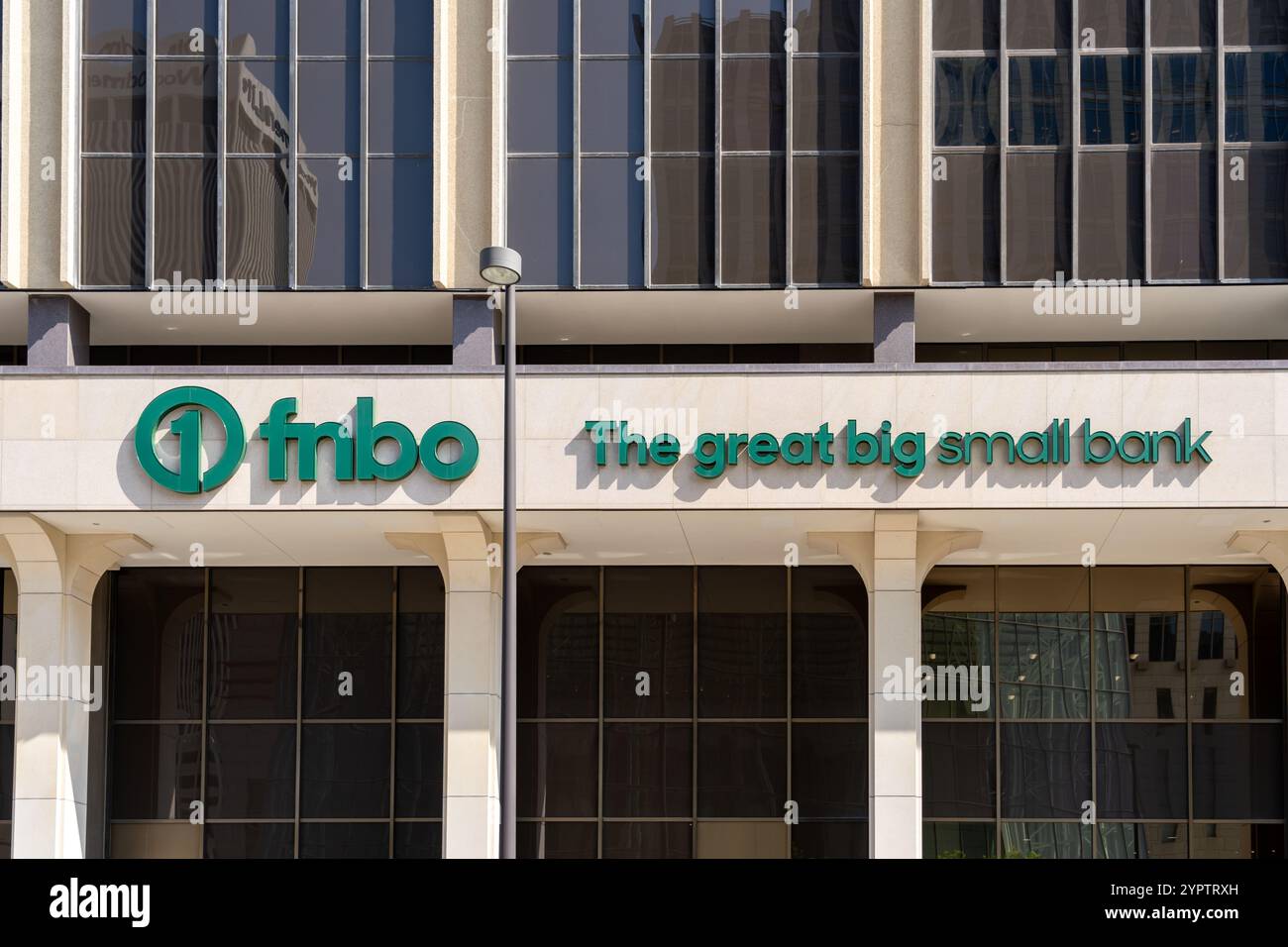 fnbo (First National Bank Omaha) logo sign at their headquarters in ...