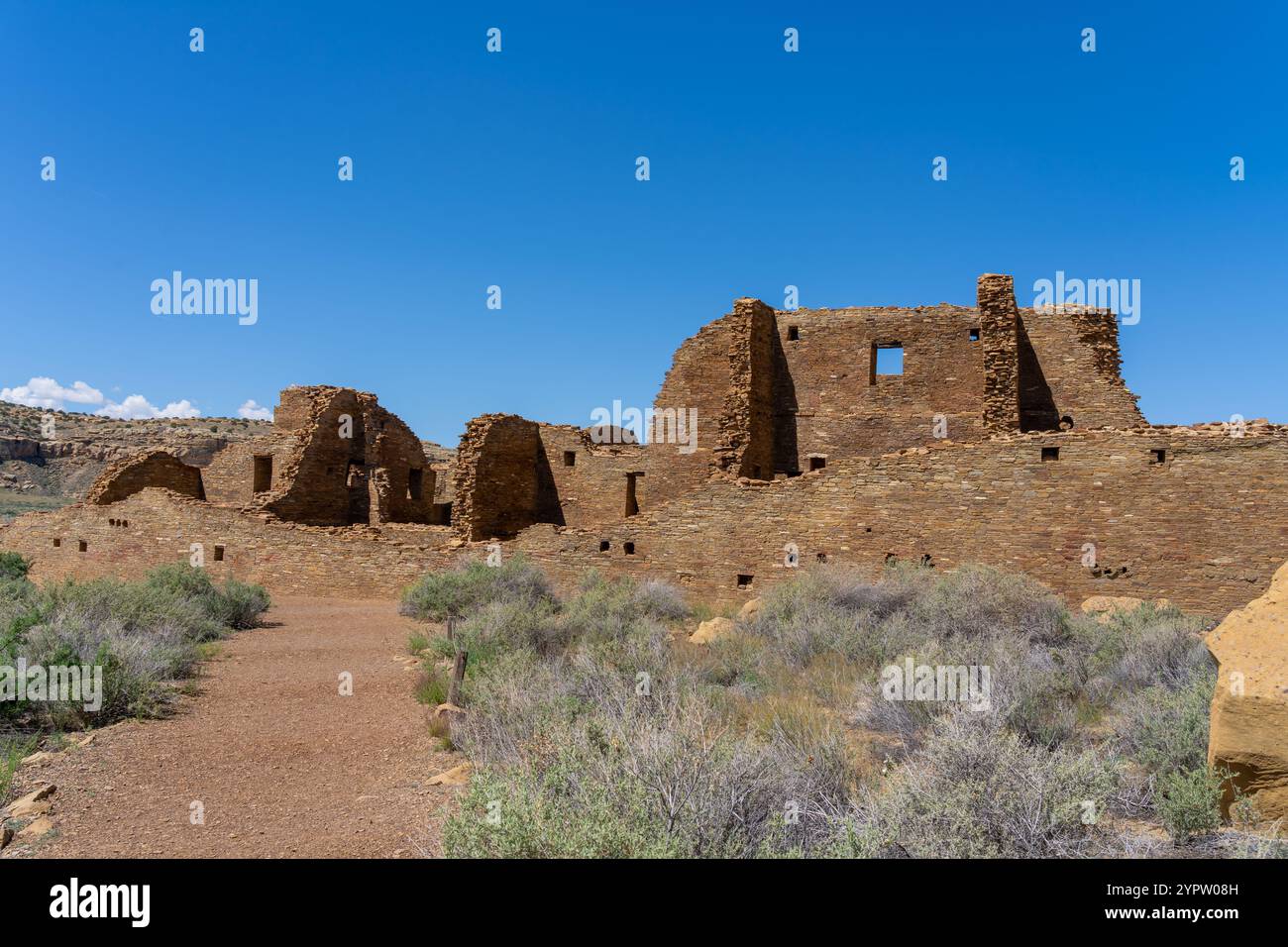 Ancient ruins at Pueblo Bonito in Chaco Culture National Historical ...