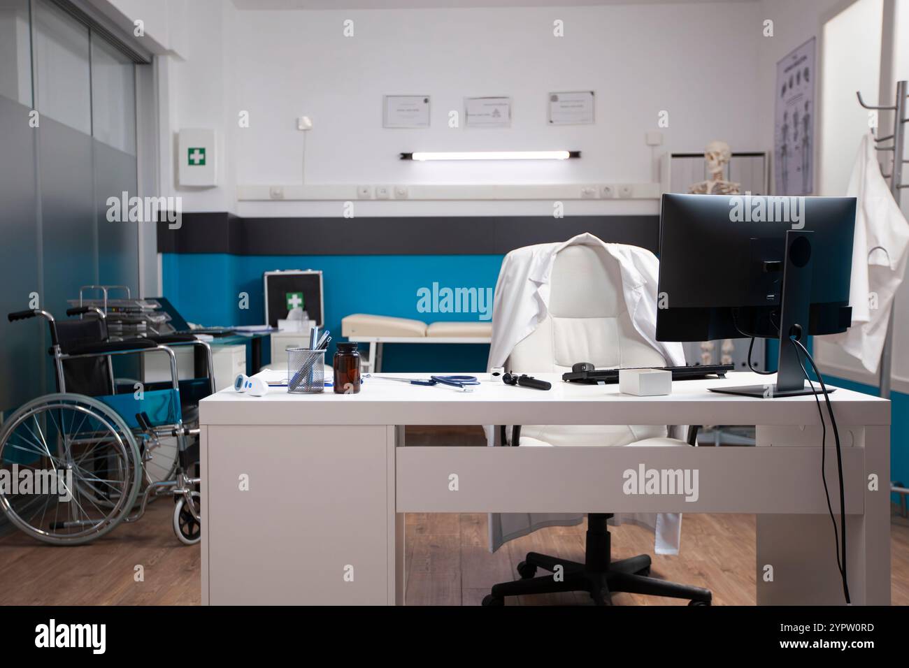 Spacious, well-organized medical office with modern furniture and ...