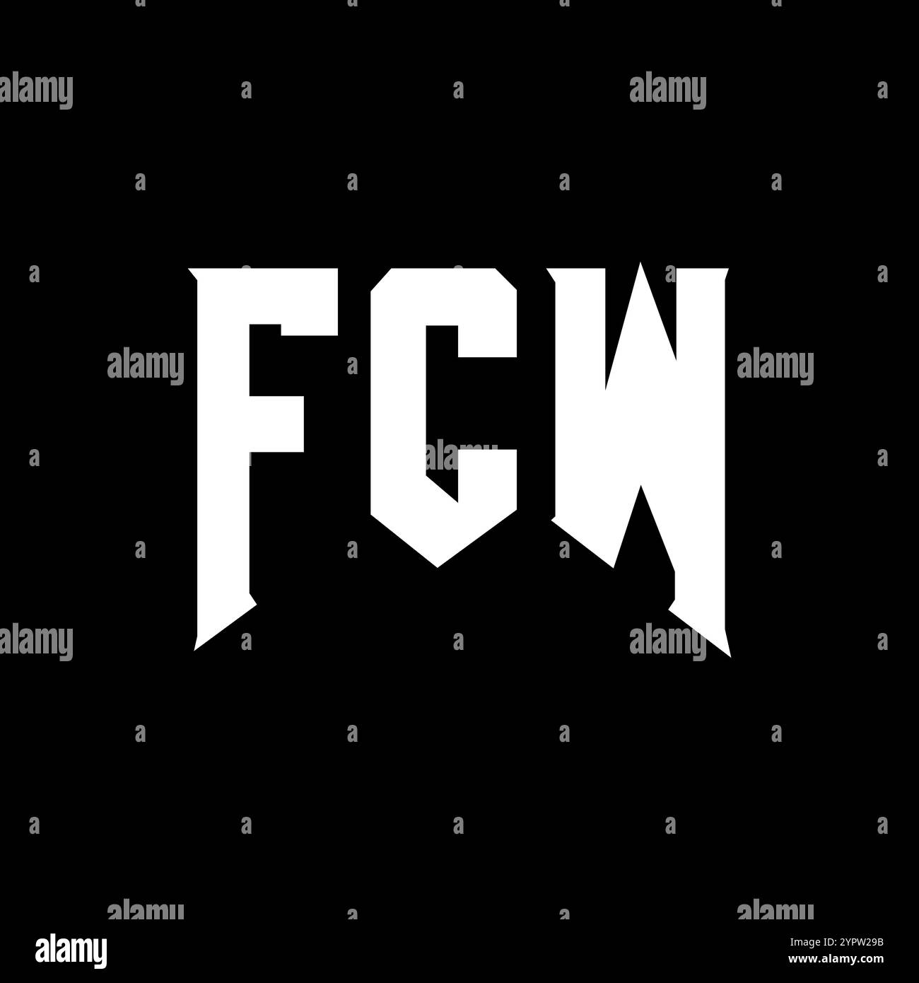 FCW letter logo design for technology company. FCW logo design black and white color combination ...