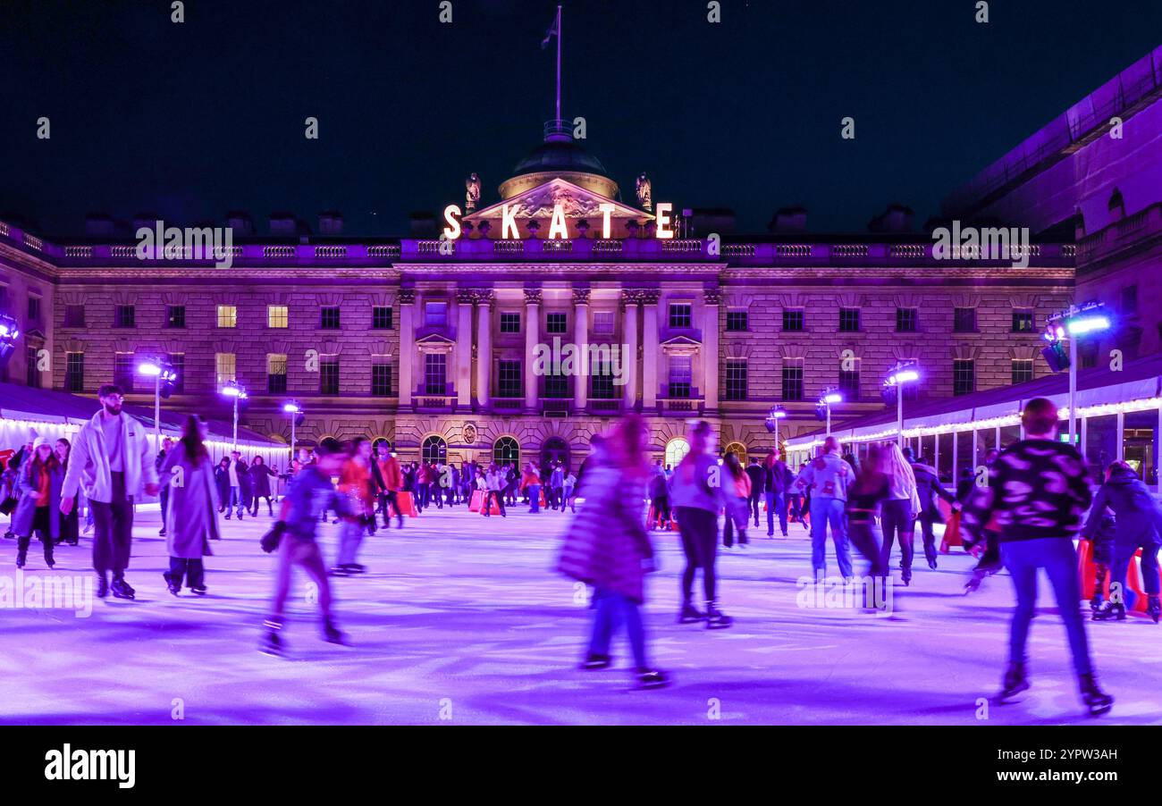 London, UK, 01st Dec 2024. The Skate at Somerset House ice rink looks ...