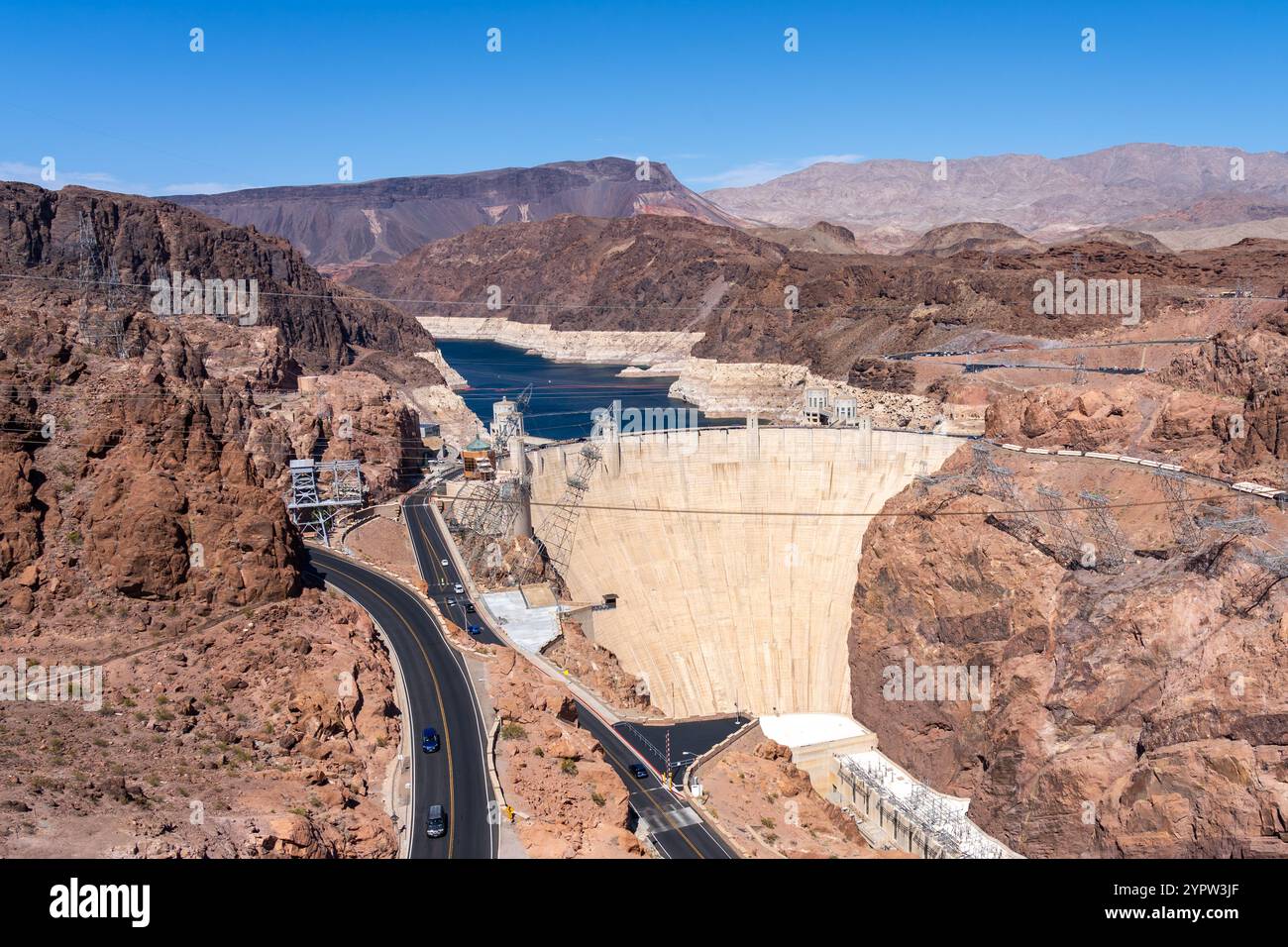Hoover Dam viewed from Hoover Dam Bypass Bridge in Nevada, United ...